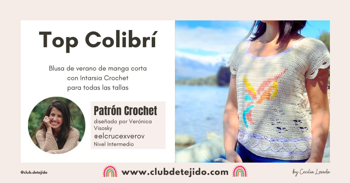 Top Colibrí con Intarsia Crochet por Verónica Visosky